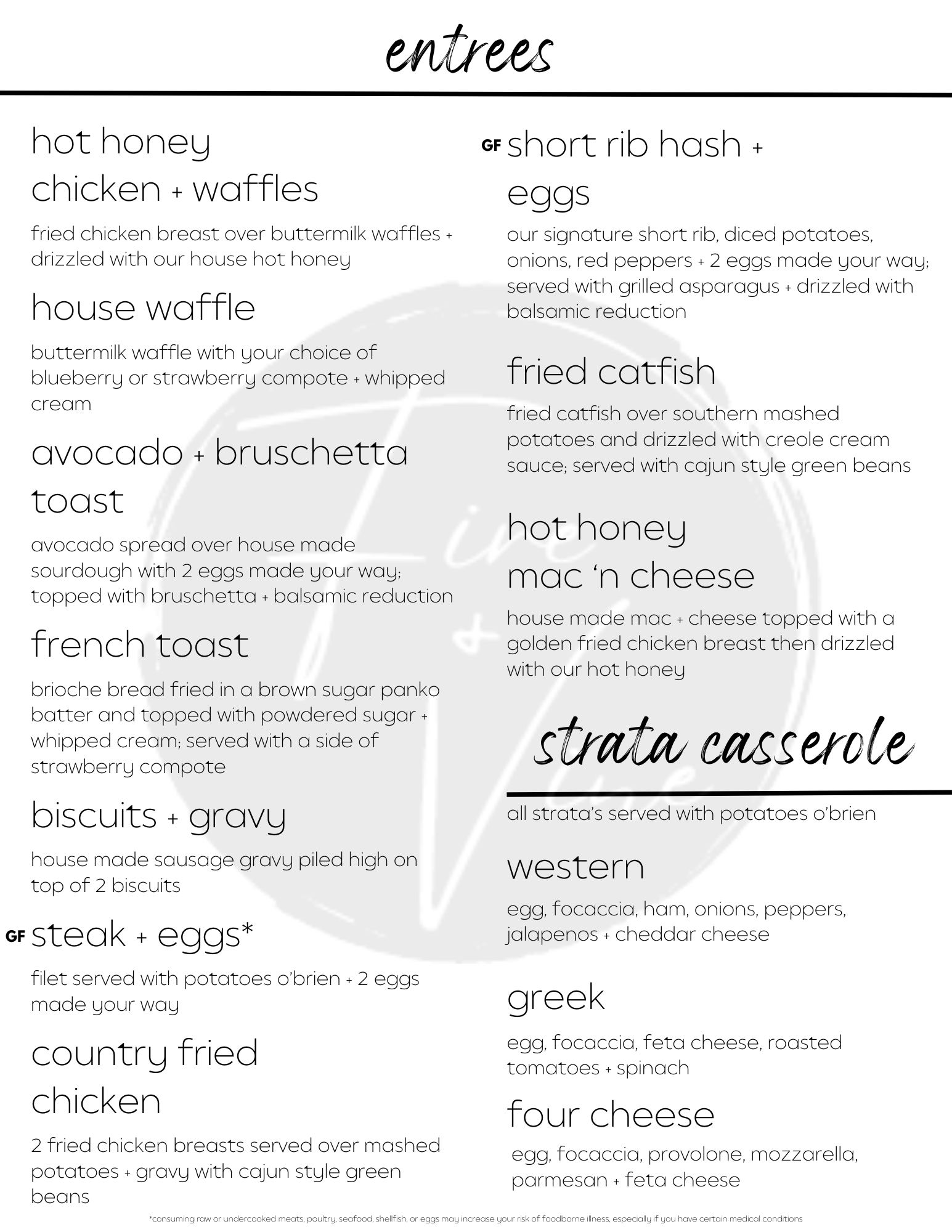 Fire & Vine Main Menu